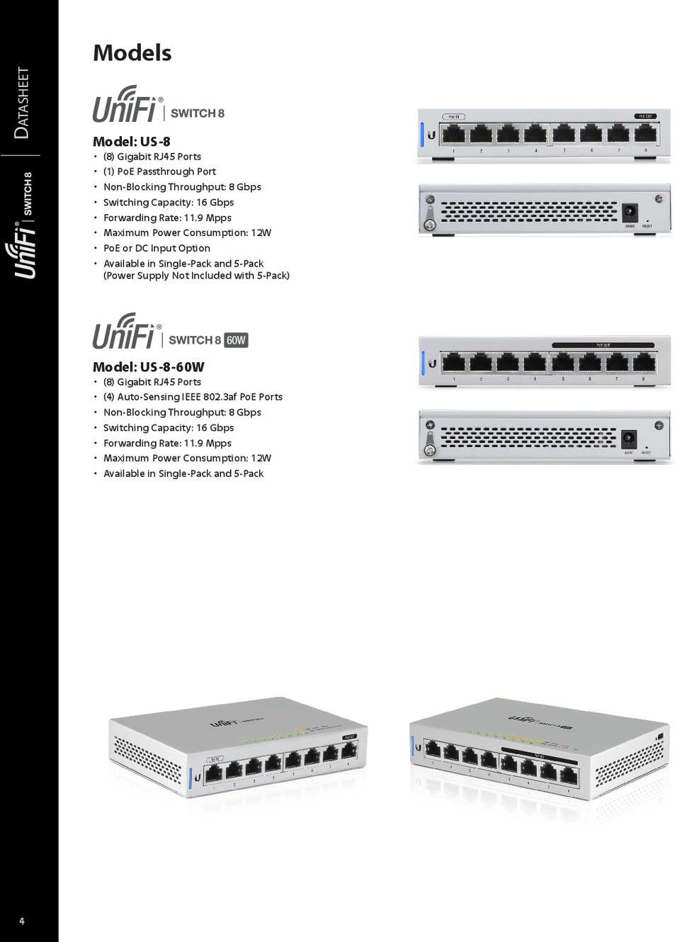 Ubiquiti US-8-60W UniFi 8 Port Gigabit Switch with 4 PoE Ports | DSI